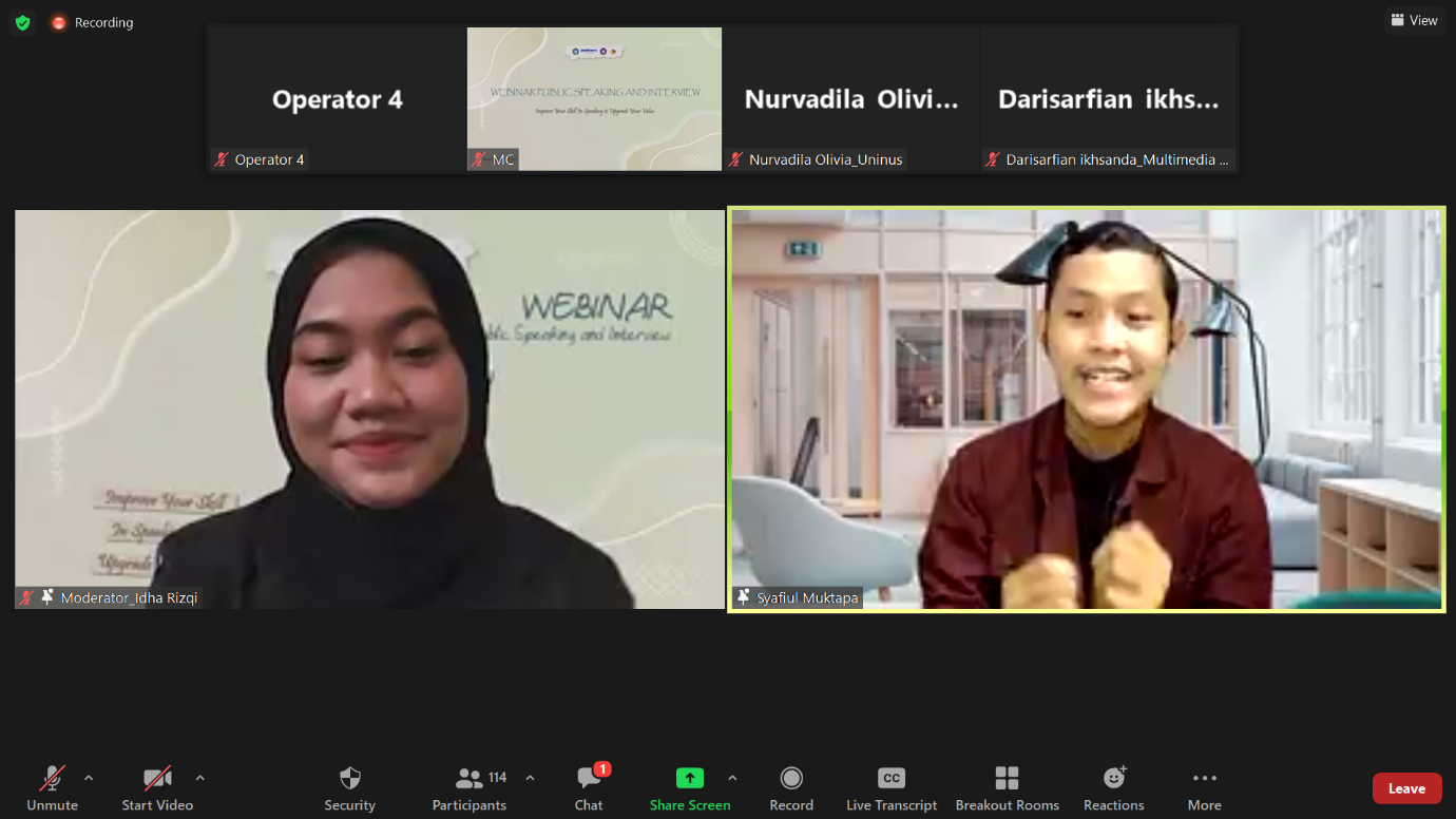Webinar Public Speaking & Interview Dengan Tema “Improve Your Skill in ...